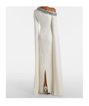 SAFIYAA LONDON Rinna One-shoulder Gown With Cape Sleeves