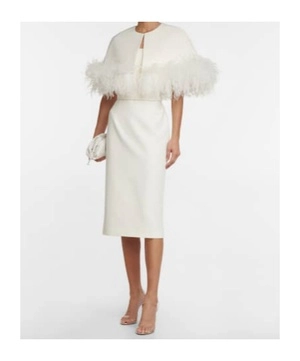 SAFIYAA LONDON Feather-embellished Crepe Midi Dress