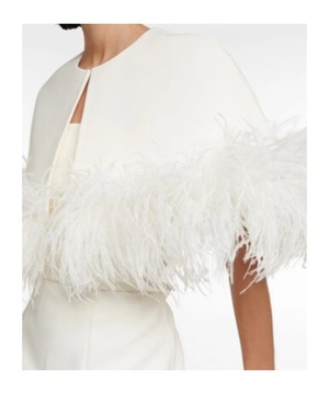 SAFIYAA LONDON Feather-embellished Crepe Midi Dress