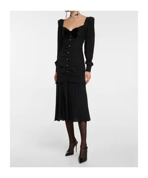 Alessandra Rich Silk Ruched Midi Dress