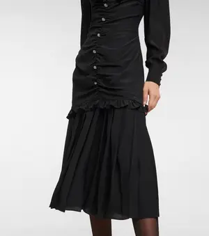 Alessandra Rich Silk Ruched Midi Dress