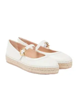 GIANVITO ROSSI Leather Mary Jane Flats - White