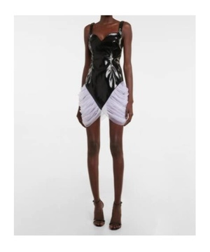 CHRISTOPHER KANE Tulle-trimmed Vinyl Minidress