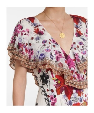 Camilla Floral Ruffled Silk Wrap Maxi Dress - Multicolor