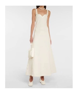 JIL SANDER Cotton-blend Bouclé Midi Dress With Sweetheart Neckline