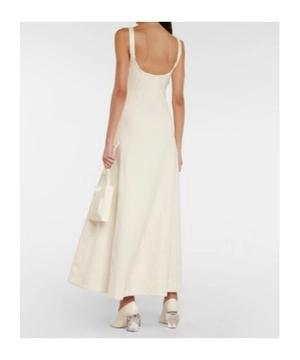 JIL SANDER Cotton-blend Bouclé Midi Dress With Sweetheart Neckline