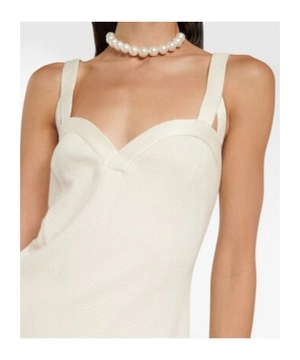 JIL SANDER Cotton-blend Bouclé Midi Dress With Sweetheart Neckline