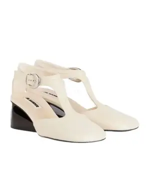 JIL SANDER Leather Mary Jane Pumps - Nude
