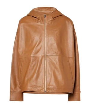 YVES SALOMON Hooded Leather Jacket - Brown