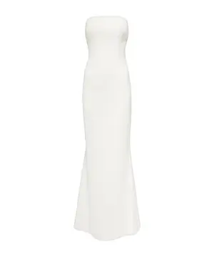 SAFIYAA LONDON Strapless Crepe Gown With Fishtail Hem