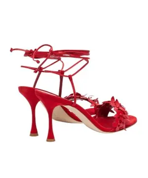 Manolo Blahnik Elegant Floral Decor High Heel Sandals