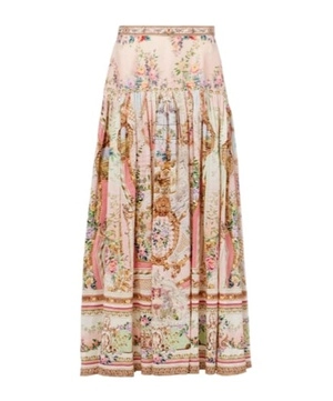 Camilla Gathered Linen And Silk Maxi Skirt - Nude