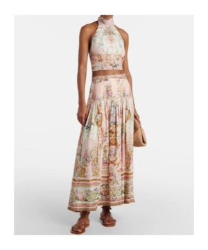 Camilla Gathered Linen And Silk Maxi Skirt