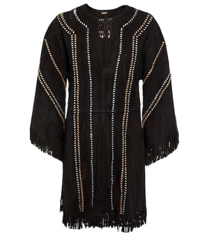 Dodo Bar Or Fringe-trimmed Suede Tunic