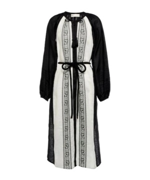 Tory Burch Embroidered Linen Kaftan - Black