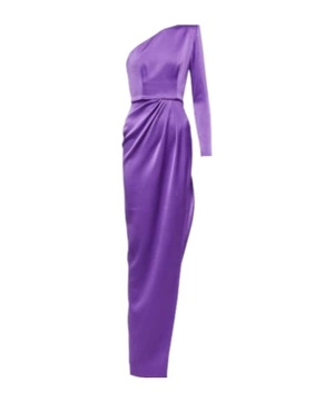 Alex Perry Delane One-shoulder Satin Crêpe Gown - Purple