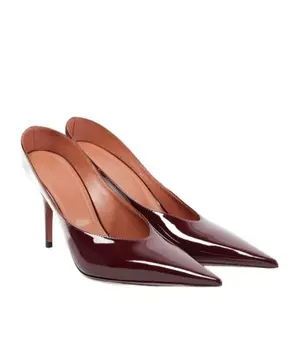 Amina Muaddi Patent Leather Mules - Brown