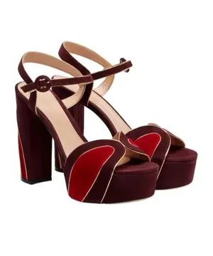 GIANVITO ROSSI 125 Suede Platform Sandals - Brown