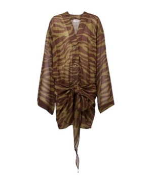 Attico Zebra-print Cotton Muslin Minidress - Brown