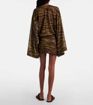 Attico Zebra-print Cotton Muslin Minidress