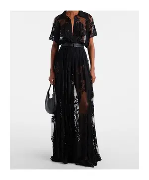Norma Kamali Floral Lace Maxi Dress
