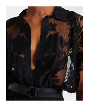 Norma Kamali Floral Lace Maxi Dress