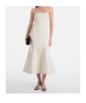 ROTATE BY BIRGER CHRISTENSEN Amadelle Strapless Polka Dot Cotton-blend Midi Dress
