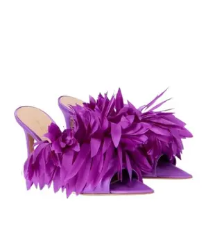 GIANVITO ROSSI Crepe Satin Mules - Purple
