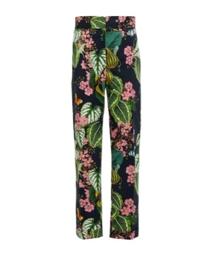 Oscar De La Renta Printed Straight Cropped Poplin Pants - Green