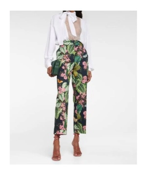 Oscar De La Renta Printed Cropped Straight Leg Pants