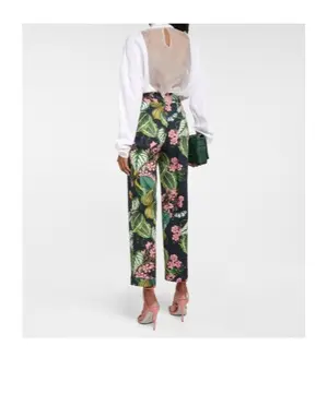 Oscar De La Renta Printed Cropped Straight Leg Pants