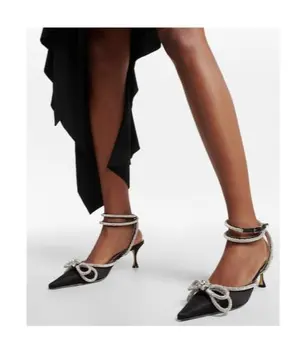 MACHMACH Double Bow 65 Embellished Satin Pumps