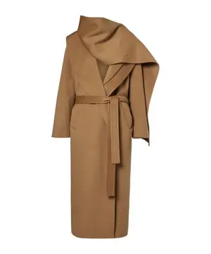 RÓHE Long Sleeve Coat With Scarf Detail - Brown