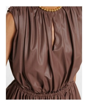 Altuzarra Sleeveless Faux Leather Peplum Top