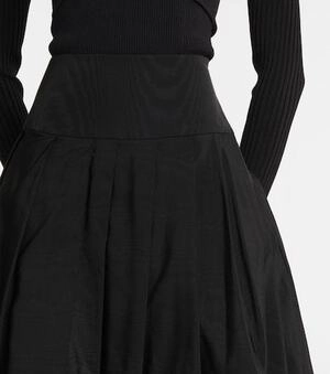 Oscar De La Renta Pleated Cotton-blend Skirt