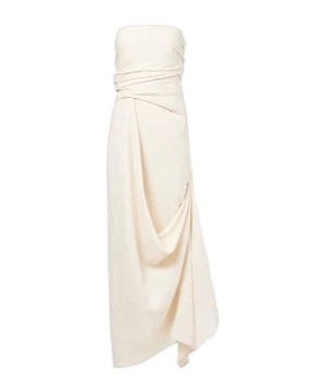Staud Caravaggio Draped Linen Maxi Dress - White