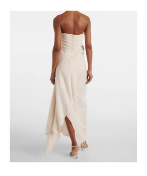 Staud Caravaggio Draped Linen Maxi Dress - White