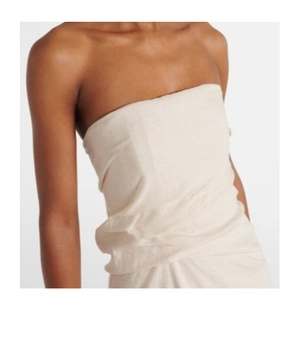 Staud Caravaggio Draped Linen Maxi Dress - White