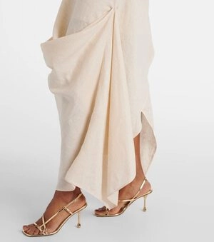 Staud Caravaggio Draped Linen Maxi Dress - White