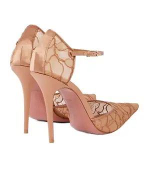 Amina Muaddi Brown Lace High Heels