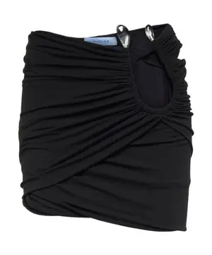 MUGLER Ring-detail Ruched Jersey Miniskirt - Black