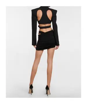 MUGLER Ring-detail Ruched Jersey Miniskirt