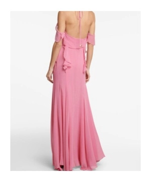 Blumarine Ruffle Cotton And Silk Maxi Dress