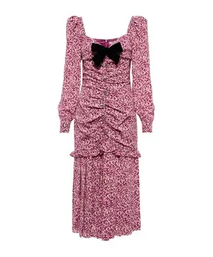 Alessandra Rich Floral Silk Midi Dress