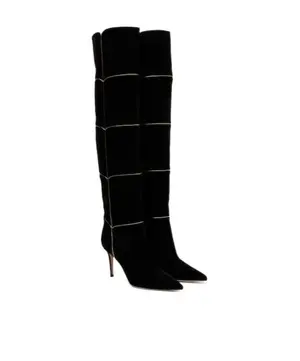GIANVITO ROSSI Suede Knee-high Boots - Black