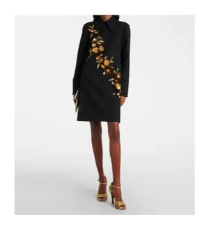 Carolina Herrera Embellished Wool-blend Shift Dress