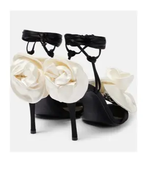 Magda Butrym 105 Floral-appliqué Satin Sandals