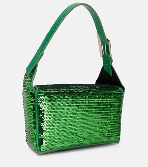 Attico 7/7 Sequined Leather Shoulder Bag