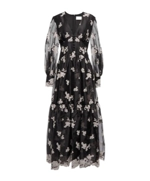 Erdem Tabetha Floral Embroidered Silk Dress - Black