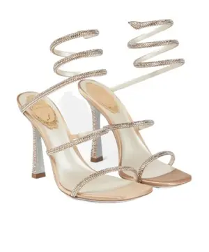 Rene Caovilla Cleo Embellished Satin Sandals - Nude